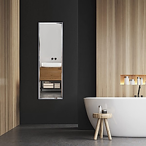 PETAFLOP 14x48 Inch Full Length Mirror Wall Mounted or Over The Door Hanging, Large Body Mirror with Rectangular Framed for Bedroom Bathroom Living Room Decor, White