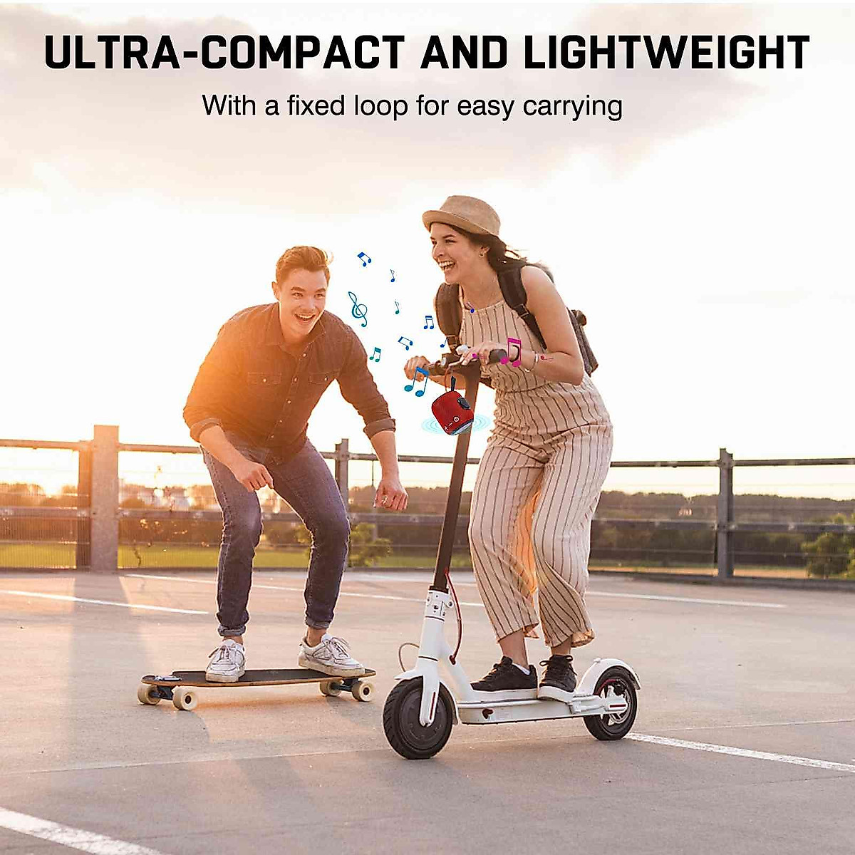 Bluetooth Speaker: Powerful Stereo Sound, IPX7 Waterproof, True Wireless Stereo Pairing, Portable Design, Latest Bluetooth V5.2 - Perfect for Avid Plus, Beach, Outdoor, Home, Parties, Scooter - Red