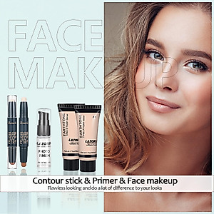 All in One Makeup Kit for Women Full Kit Includes Palette Foundation & Face Primer, Makeup Brush Makeup Sponge, Eyebrow Soap, Winged Eyeliner Stamp 20 Colors Eyeshadow Gift Set for Women, Girls & Teen