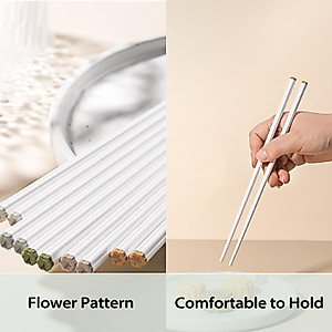 5 Pairs Chopsticks Reusable, 24.3cm/9.57inches Premium Japanese Chinese Non-slip Fiberglass Chopsticks Dishwasher Safe, Lightweight Chopsticks for Party Family Hotel