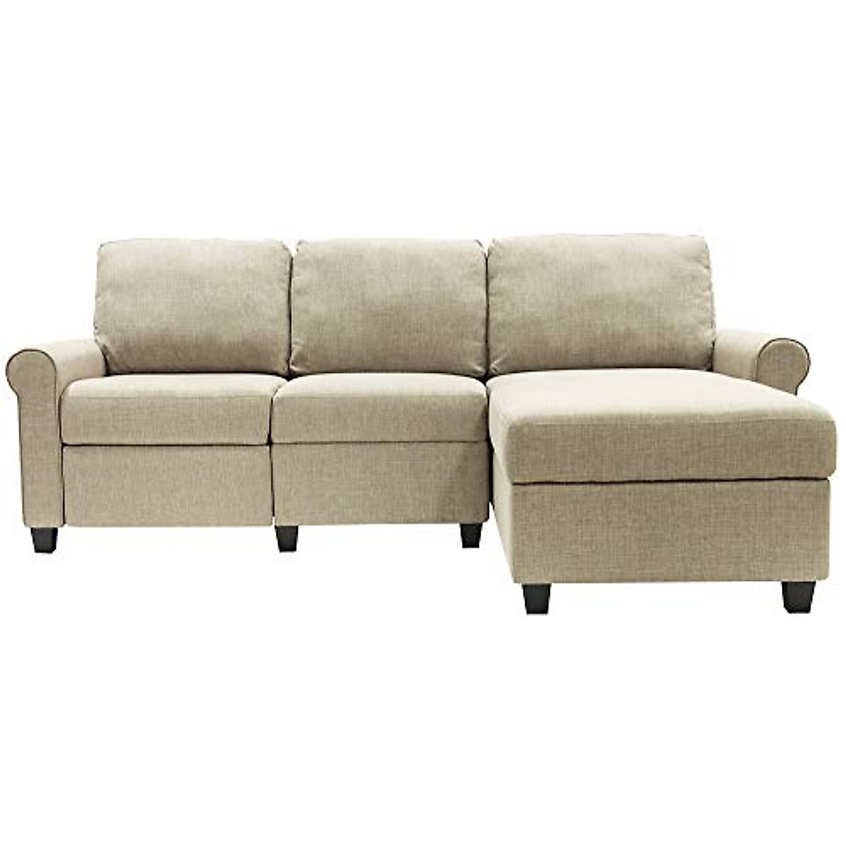 Serta Copenhagen Reclining Sofa Small Couch with Built-in Storage, Low-Maintenance & Family-Friendly Fabric, Right Sectional, Dusk Beige