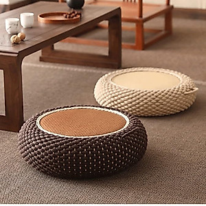 KXDFDC Japanese futon Tatami mat Floor seat Block Home Lazy Tea Room Play mat Round futon Rattan Woven (Color : E, Size : 50 * 17cm)