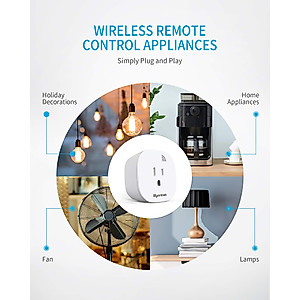 Syantek Remote Control Outlet Wireless Light Switch for Household Appliances, Expandable Remote Light Switch Kit, Up to 100 ft Range, FCC Certified, ETL Listed, White (5 Outlets + 2 Remotes)