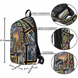 MyPhotoPrint Customized Bag Dinosaur Waterproof Bookbag Shoulder Backpack Travel Size