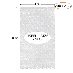 200 Pack 4x8 Inch Bubble Cushion Wrap Bags for Shipping Packing Small Clear Bubble Out Pouches Double Walled Bubble Cushioning Bags for Moving Storage