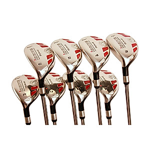 iDrive Hybrids Left Handed Senior Men’s Golf All Complete Full Set, which includes: #3, 4, 5, 6, 7, 8, 9, PW Senior Flex with Tacki-Mac Midsize Grips New Utility “A” Flex Clubs