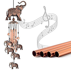 Elephant Wind Chime, Copper Wind Chime, Elephant Decor, Garden Decor, Yard Decor, Elephant Gifts