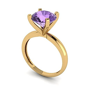 Clara Pucci 3.0 ct Round Cut Solitaire VVS1 Alexandrite Wedding Bridal Designer Anniversary Engagement Ring in 14k Yellow Gold Size 9