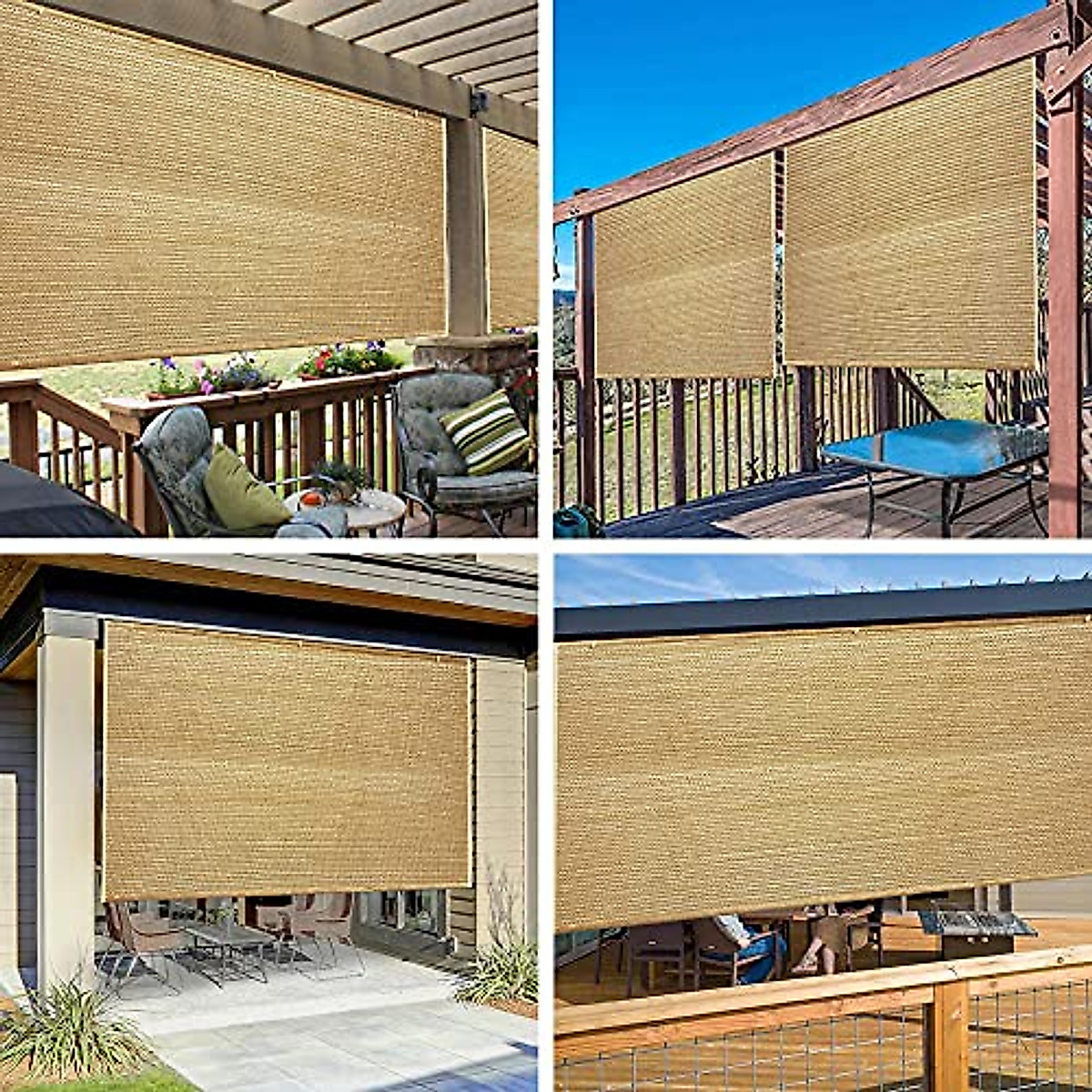 Easy2Hang Garden Shade Fabric Adjustable Vertical Side Wall Panel for Patio/Pergola/Window 6x6ft Wheat