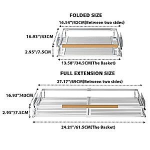 WEJIPP Expendable Pull Out Cabinet Organizer Slide Out Kitchen Cabinet Storage Shelves Heavy Duty Stainless Steel Shelf Holder for Under Sink Pantry Closet Under Cabinet, 2 Packs