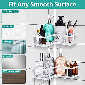 VIAV Corner Shower Caddy 2PCS Adhesive Shower Shelves Corner Organizer Rustproof Shower Rack No Drilling Needs Bathroom Shelve Organizer for Bathroom,Kitchen-White