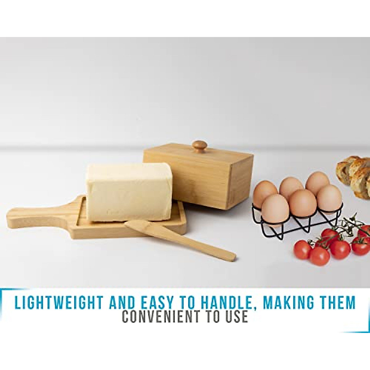 Bamboo Butter Dish w/ Lid – Large Butter Holder Made of Eco-Friendly, Food Grade Bamboo – Holds up to 4oz of Your Favorite Butter – Ideal Butter Keeper for Storage and Serving – Easy to Use