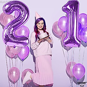 KatchOn, Giant Purple 21 Balloon Number - 40 Inch | 21 Year Old Balloon | Purple Number 21 Balloon, 21st Birthday Decorations for Women | 21 Birthday Balloon, 21st Birthday Party | 21st Anniversary