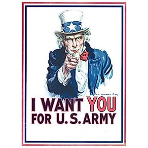 PalaceLearning Uncle Sam - I Want You for U.S. Army Poster - World War 2 Poster - WW2 - (Laminated, 18" x 24")