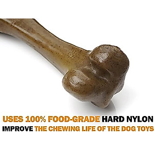 UXVA Dog Toys for Aggressive Chewers, Indestructible Dog Toys, Nylon Dog Bones, Durable Tough Puppy Teething Toys, Interactive Dog Toys for Medium Large Small Breed, Lifetime Replacement, Beef Flavor