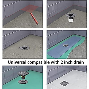 DEOKXZ 2 Inch Shower Drain Base Flange Kit Base, Threaded Adjustable Ring Adapter And Rubber Coupling Gasket For Installation Of Square Linear Floor Drain Without Hub Pvc