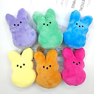Easter Rabbit Stuffed Plush Bundle, 5.85in/15cm, Soft Plush Bunny Animal Doll, Cute Bunny Gift, Toys, Easter Decorations, 6 Color Pack