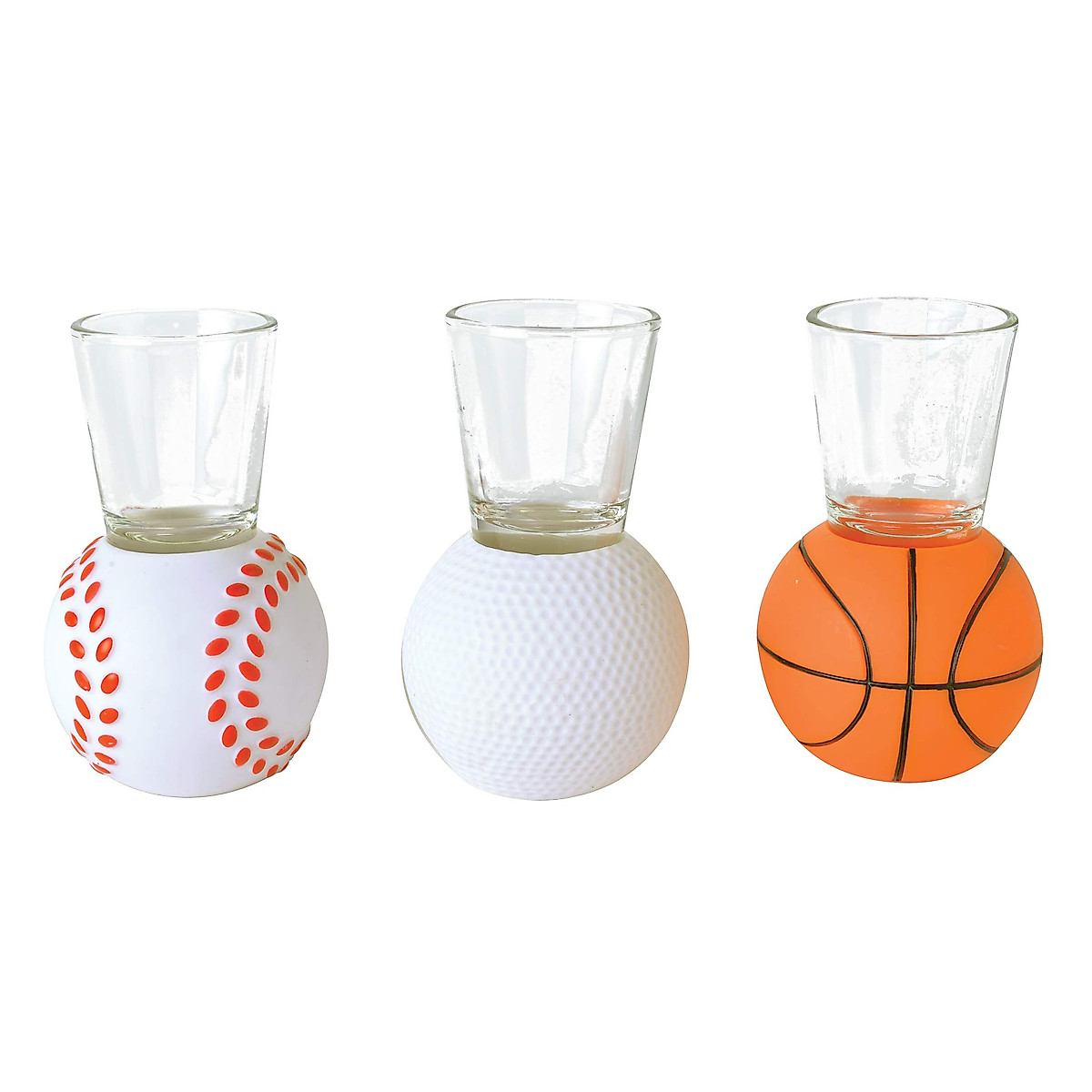 Perfect Life Ideas Light Up Shot Glasses Set - 3 Pcs Sports Ball Lighted Shot Glass Funny Drinking Glasses Bar Supplies Adult Party Favors