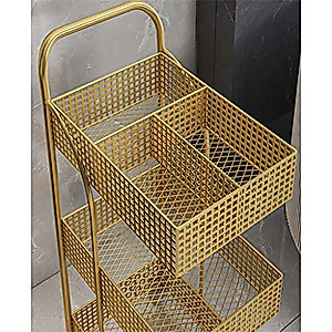 ZHUHW Scandinavian Iron Shelves Bedroom Kitchen Metal Removable Bathroom Storage Rack with Wheels Trolley
