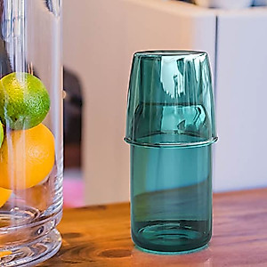 ABOOFAN Water Bottle Bedside Water Carafe with Tumbler Glass Bedside Night Water Carafe Set Pitcher Glass Water Cup Night Set 550ml for Midnight Drink Home Office Hotel