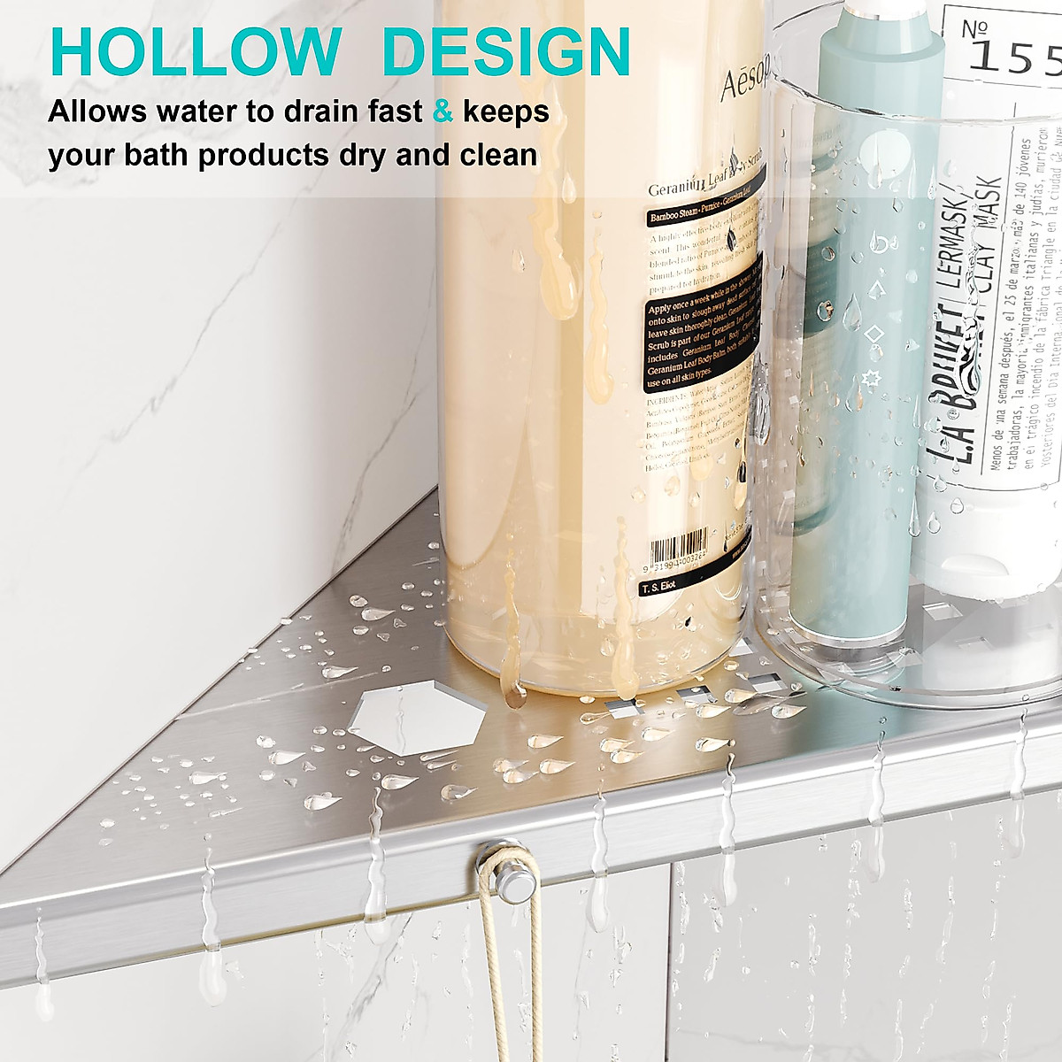 Qeke 10" Bathroom Corner Shelf, 2 Pack Recessed Shower Shelf Caddy, SUS304 Stainless Steel Shelf Wall Mount Triangular, No Drilling Brushed Nickel