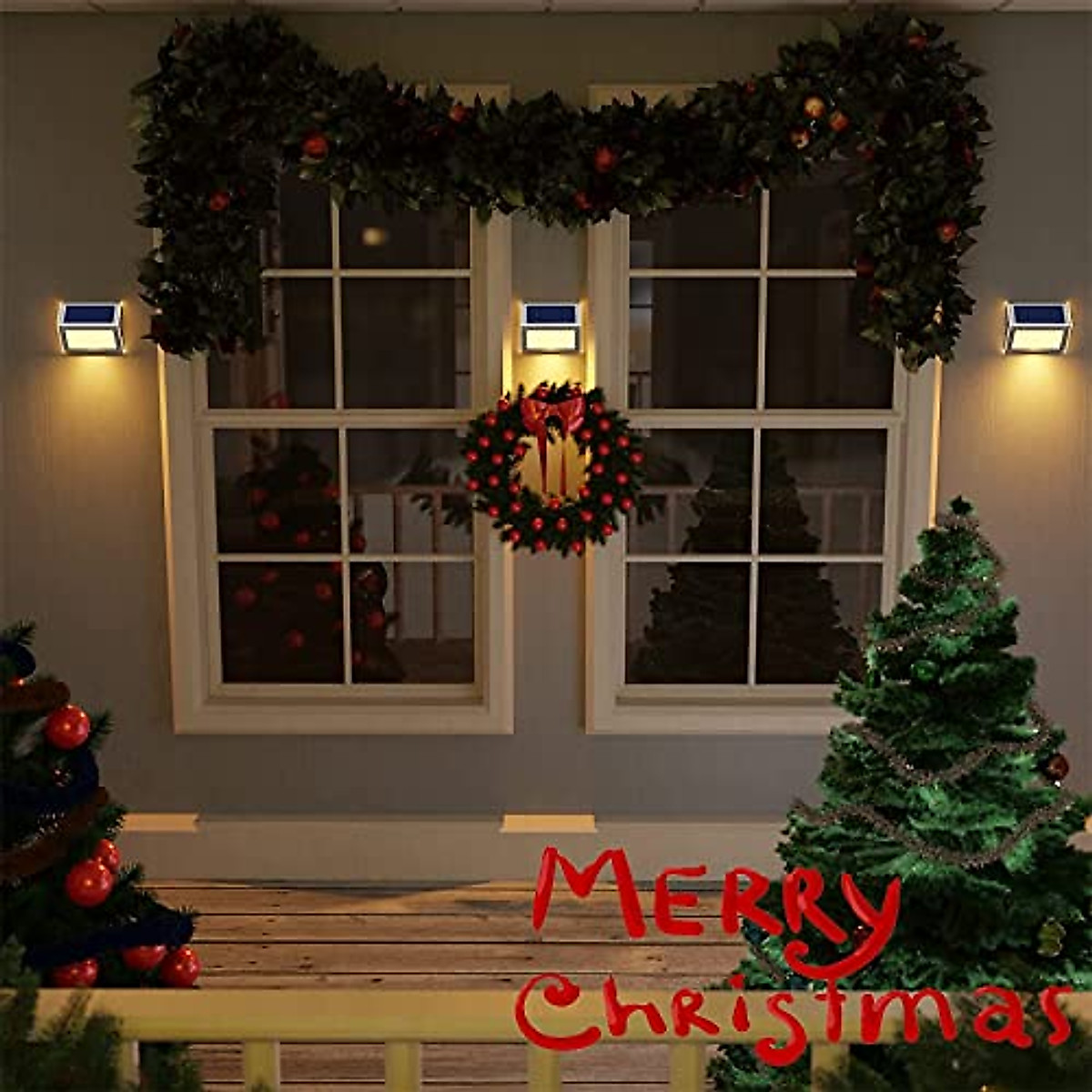 Solar Outdoor Lights, 8 Pack Solar Fence Lights, Deck Lights Solar Powered Waterproof Outside Lights for Garden Patio Yard Stair Step Wall Railing Post LED Lamp,Warm White