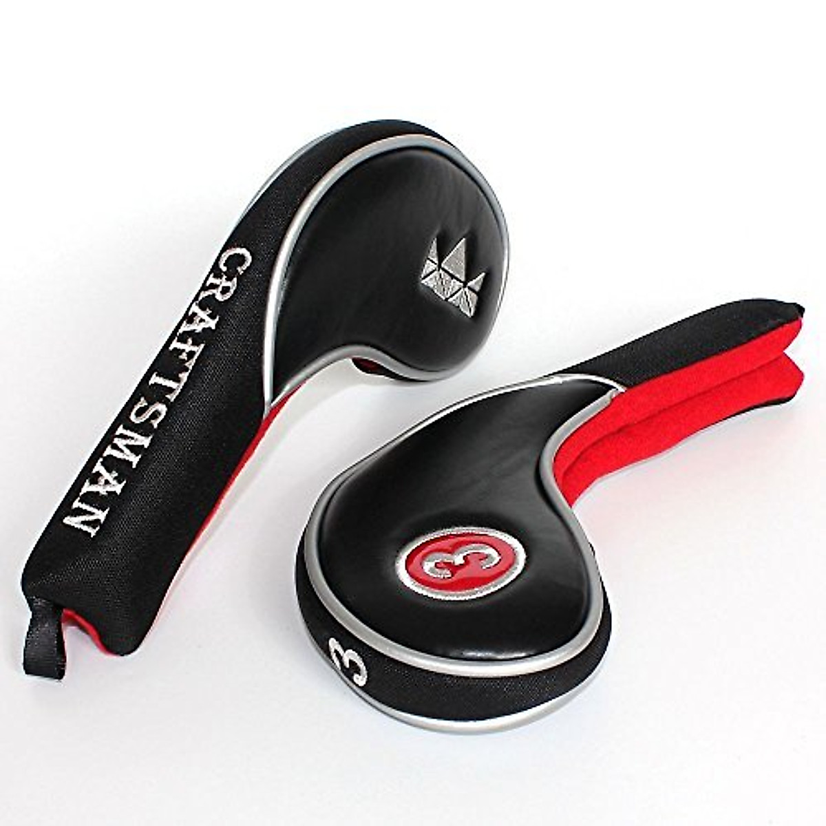 Craftsman Golf 12pcs Golf Iron Putter Head Covers Headcover Set Black & Red Fit All Brands Callaway, Ping, Taylormade, Cobra, Etc.