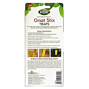 Enoz BioCare Gnat Stix for Fungus Gnats and Aphids, Pest Control for Plants and Greenhouses, Safe & Effective, 12 Pack