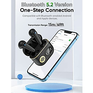 Bluetooth Earbuds, Wireless Earphones for iPhone & Android, Bluetooth 5.2 in-Ear Headphones Touch Control, Fast Charge, LCD Power Display, 30H Play Time, Built-in Mic Ear Buds for Home Office Sports
