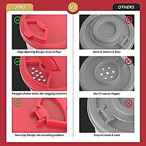 Salt and Pepper Shakers Set of 2 - Jelife 4.3oz Salt Shaker with Lid Medium Airtight Plastic Spice Jar, Moisture-Proof Spice Dispenser Set to go for Travel Camping Picnic Outdoors Kitchen Lunch Boxes