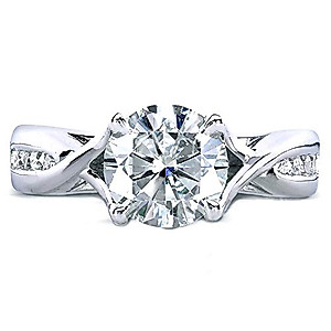 Kobelli Forever One (D-F) Moissanite Twist Engagement Ring 1 1/5 CTW in 14k White Gold, Size 5.5, White Gold
