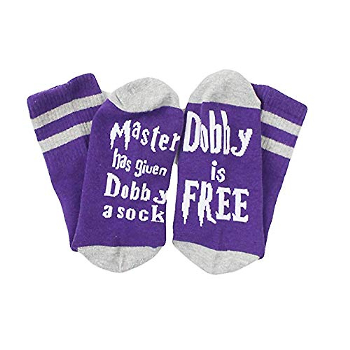 Dobby Socks, SweetGo Dobby Is Free Knitted Words Unisex Combed Cotton Novelty Socks 1pack (purplr, one size)