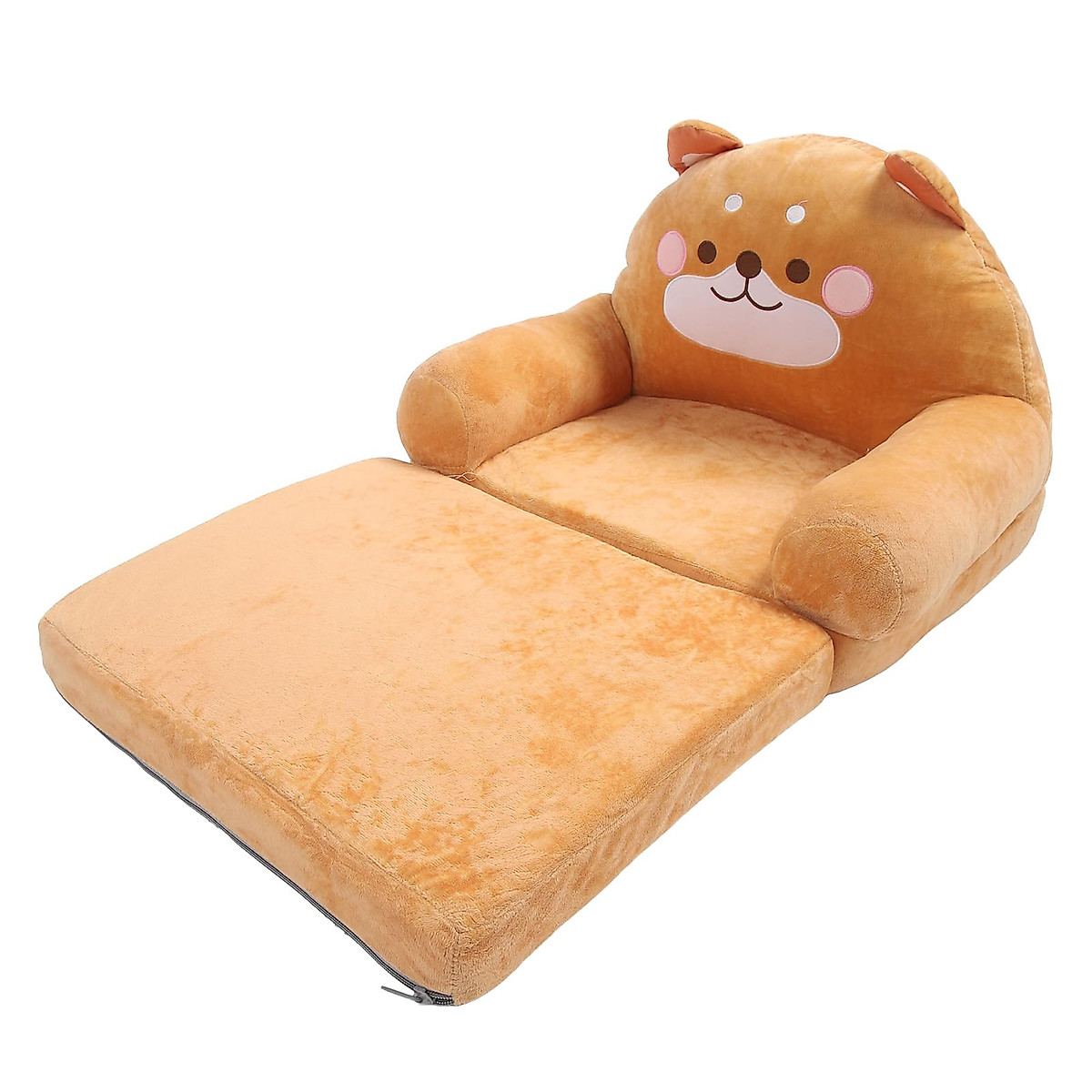 Flip Open Couch, Brown Puppy Kids Chair Couch Multifunctional Adorable Cartoon for Home for Watching TV (Folding in Half)