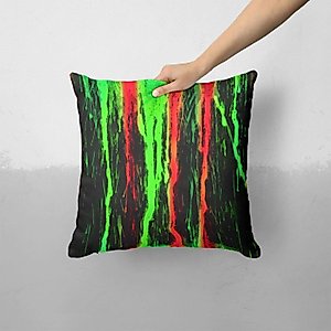 iiRov Running Neon Green and Coral Watercolor Paint - Custom Decorative Home Decor Indoor or Outdoor Throw Pillow Cover for Sofa, Bed or Couch Cushion (Pillow CASE Cover ONLY)