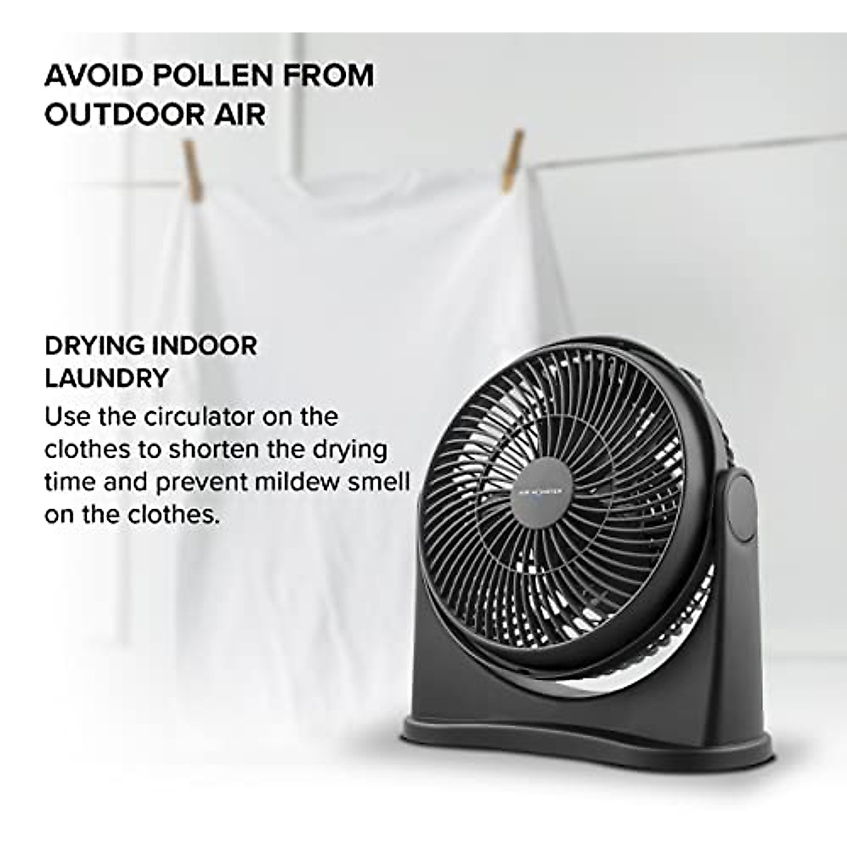 Air Monster 15655 High Velocity 3 Speed 8 Inch Adjustable Tilt Mini Personal Desk Fan with Wall Mount Option and Carry Handle, Black