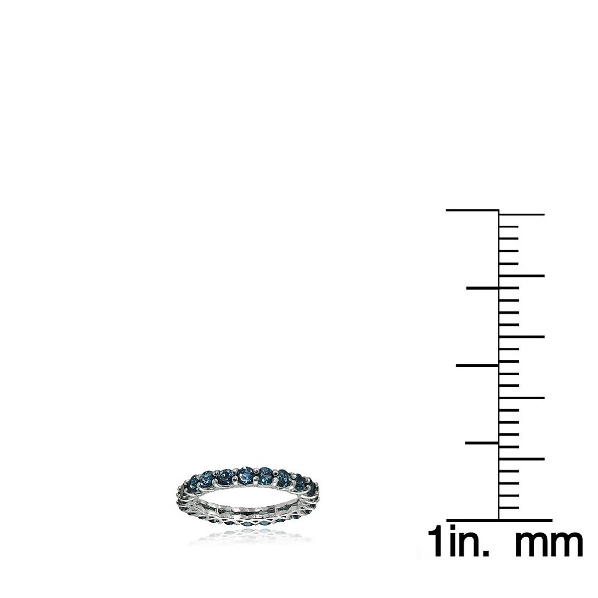 Ice Gems Sterling Silver London Blue Topaz 3mm Round-cut Eternity Band Ring, Size 6