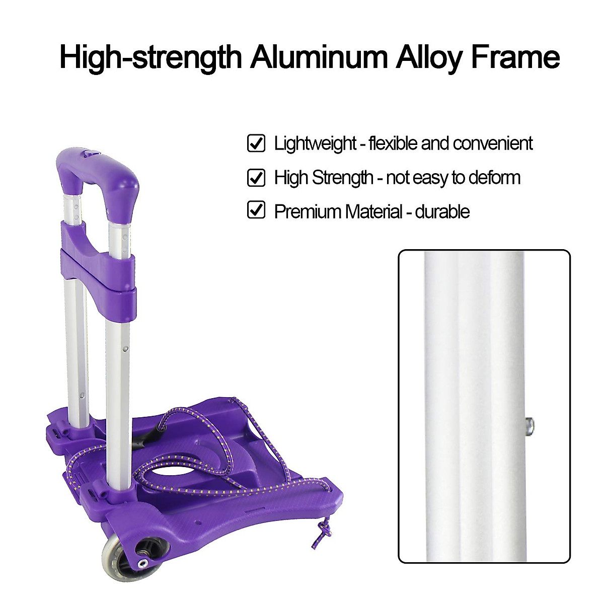 Sutekus Folding Hand Truck and Dolly 110-lbs Lightweight Portable Luggage Cart for School Travel Office Moving (Purple)