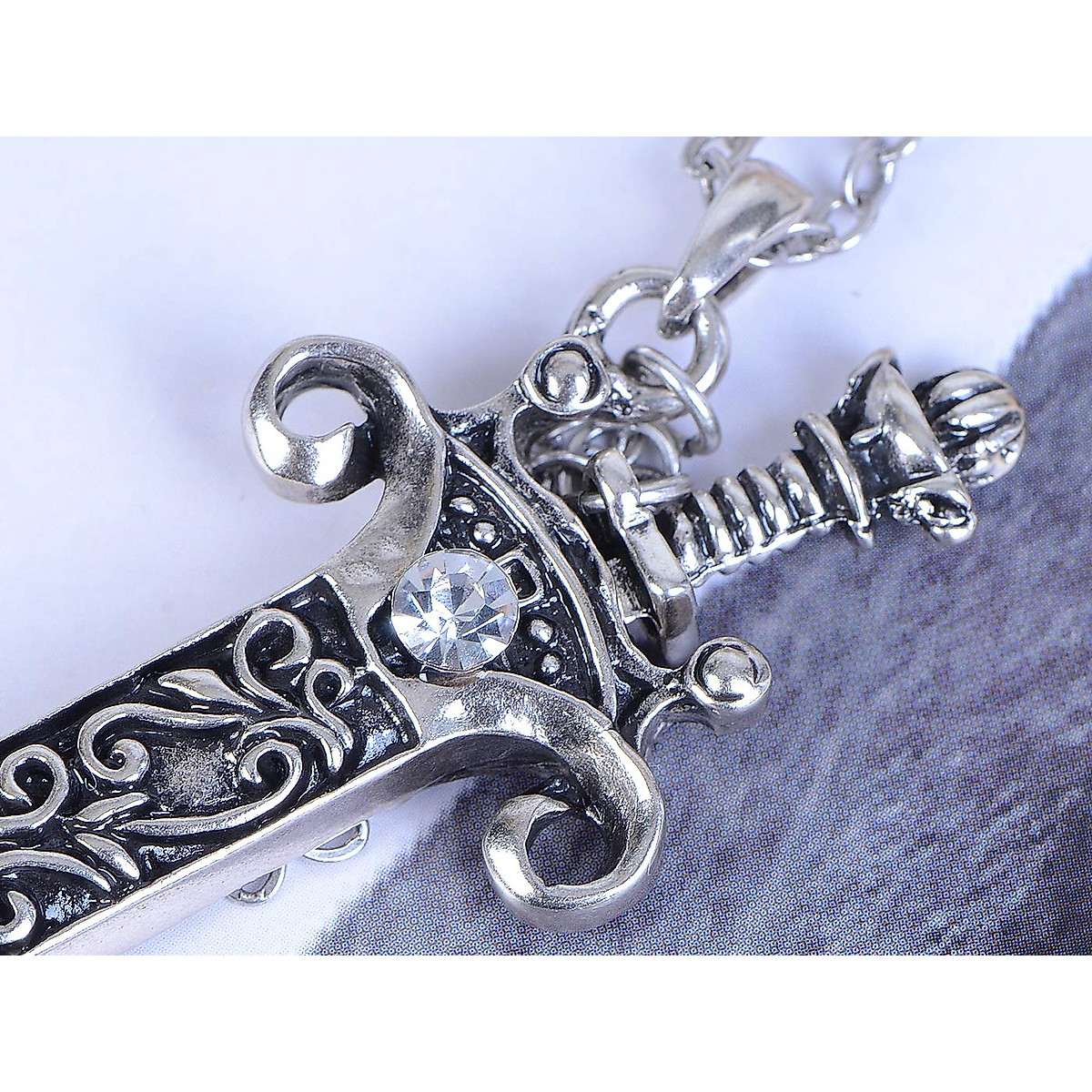 Alilang Antique Fantasy Medieval Renaissance Removable Scabbard Rune Sword Dagger Pendant Necklace