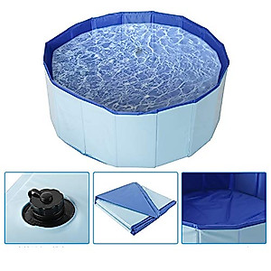 Homend PVC Pet Swimming Pool Portable Foldable Pool Dogs Cats Bathing Tub Bathtub Wash Tub Water Pond Pool Blue (160x30cm(63"x12"))