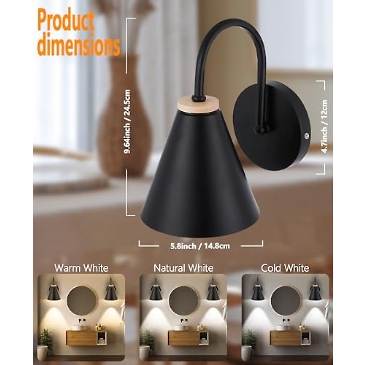 Battery Operated Black Industrial Wall Sconce Set of 2, Easy to Install Not Wires, USB Rechargeable Battery with Remote Control Led Light, Dimmable Wall Lamp Fixtures for Bedroom Farmhouse Gallery RV