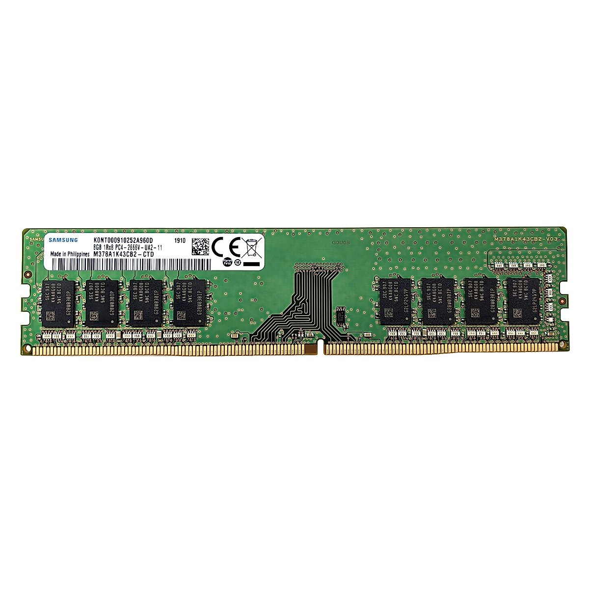Samsung 8GB DDR4 2666MHz DIMM PC4-21300 288-Pin 1Rx8 1.2v UDIMM Desktop Memory Upgrade M378A1K43CB2-CTD