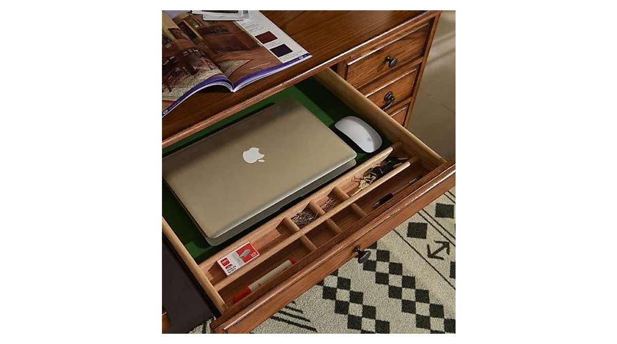 Compact Solid Oak Roll Top Desk for Home Office