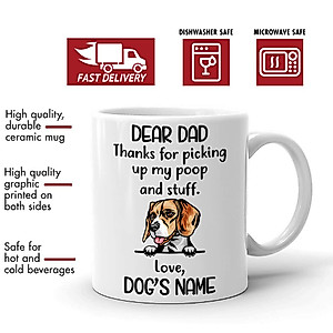 Personalized Beagle Coffee Mug, Custom Dog Name, Customized Gifts For Dog Dad, Father's Day, Birthday Halloween Xmas Thanksgiving Gift For Dog Lovers, Thanks For Picking Up My Stuff Mugs
