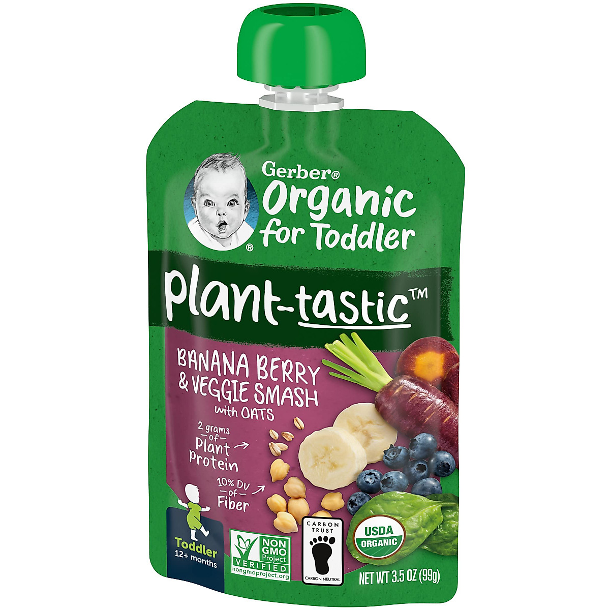 Gerber Organic for Toddler Plant-Tastic Pouches Variety Pack (6 CT (Pack of 1), Banana Berry)
