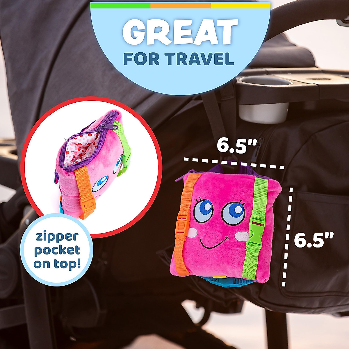 Buckle Toys - Bella Square - Learning Activity Game - Develop Motor Skills and Problem Solving - Travel Essential for Toddlers 1-3