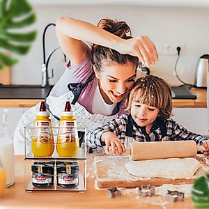 Hudgan Stackable Pantry Organizer Bins (3 Large and 3 Medium) - Clear Plastic Storage Container for Home Edit and Cabinet Organizers