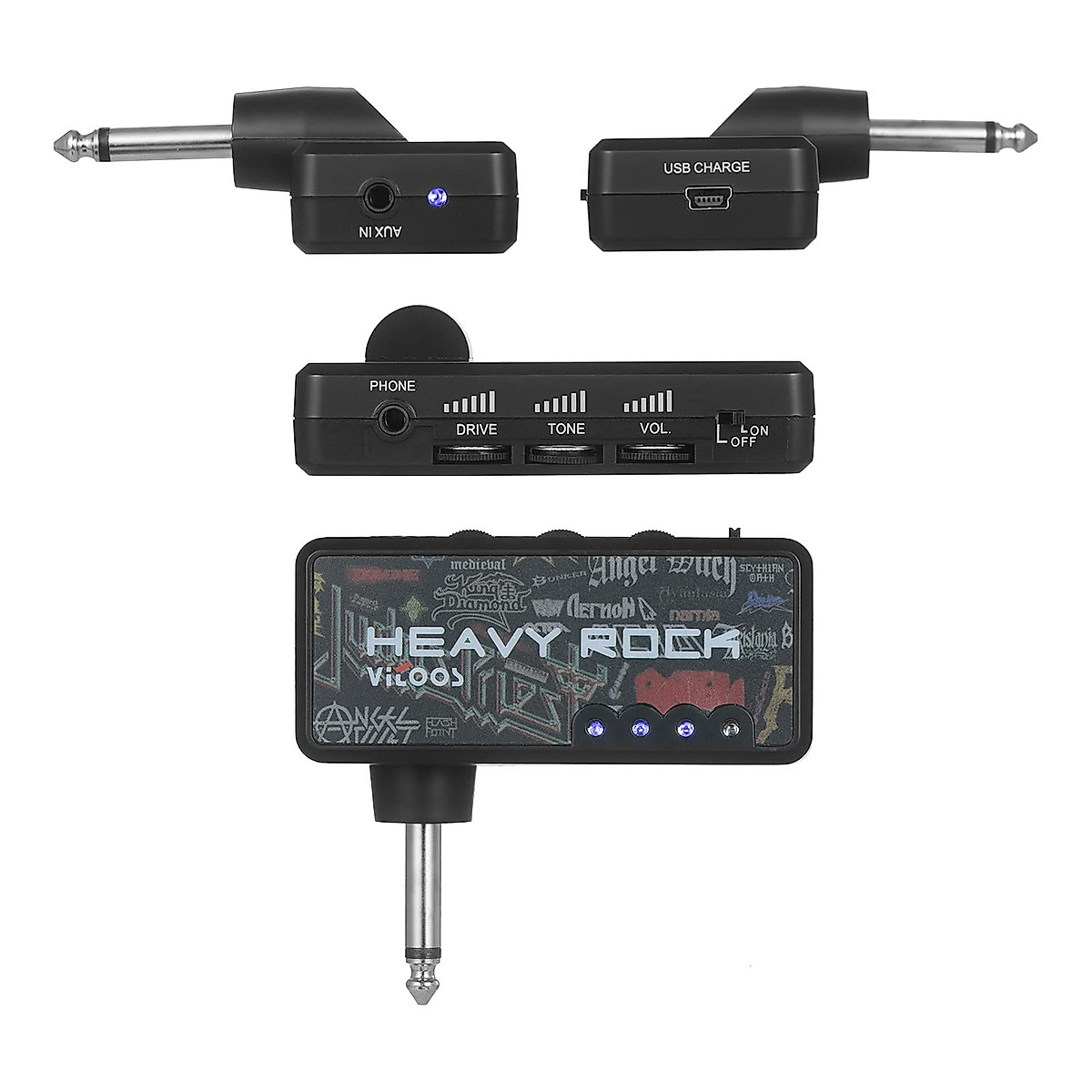 Andoer Vitoos Electric Guitar Plug Mini Headphone Amp Amplifier (Heavy Rock)