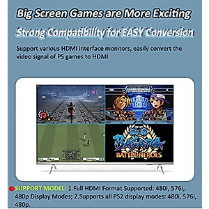 PS2 to HDMI Converter Adapter, Video Converter PS2 to HDMI Converter with 3.5mm Audio Output for HDTV HDMI Monitor Supports All PS2 Display Modes