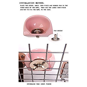 Small Animals Bowl, Detachable Cage Feeder Pet Ceramic Water & Food Feeder , Small Animal Supplies for Rabbit Parrot Squirrels Chinchilla Hamster Ferret (White, S)