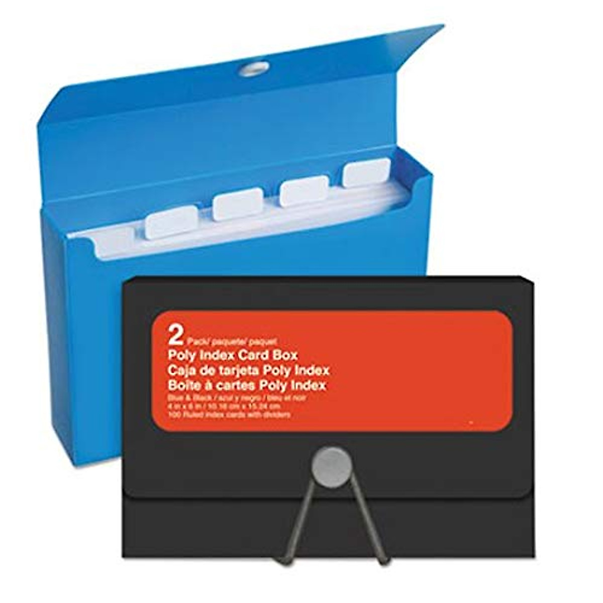 1InTheOffice Index Card Box, Poly Plastic, 4 x 6, 2/Pack